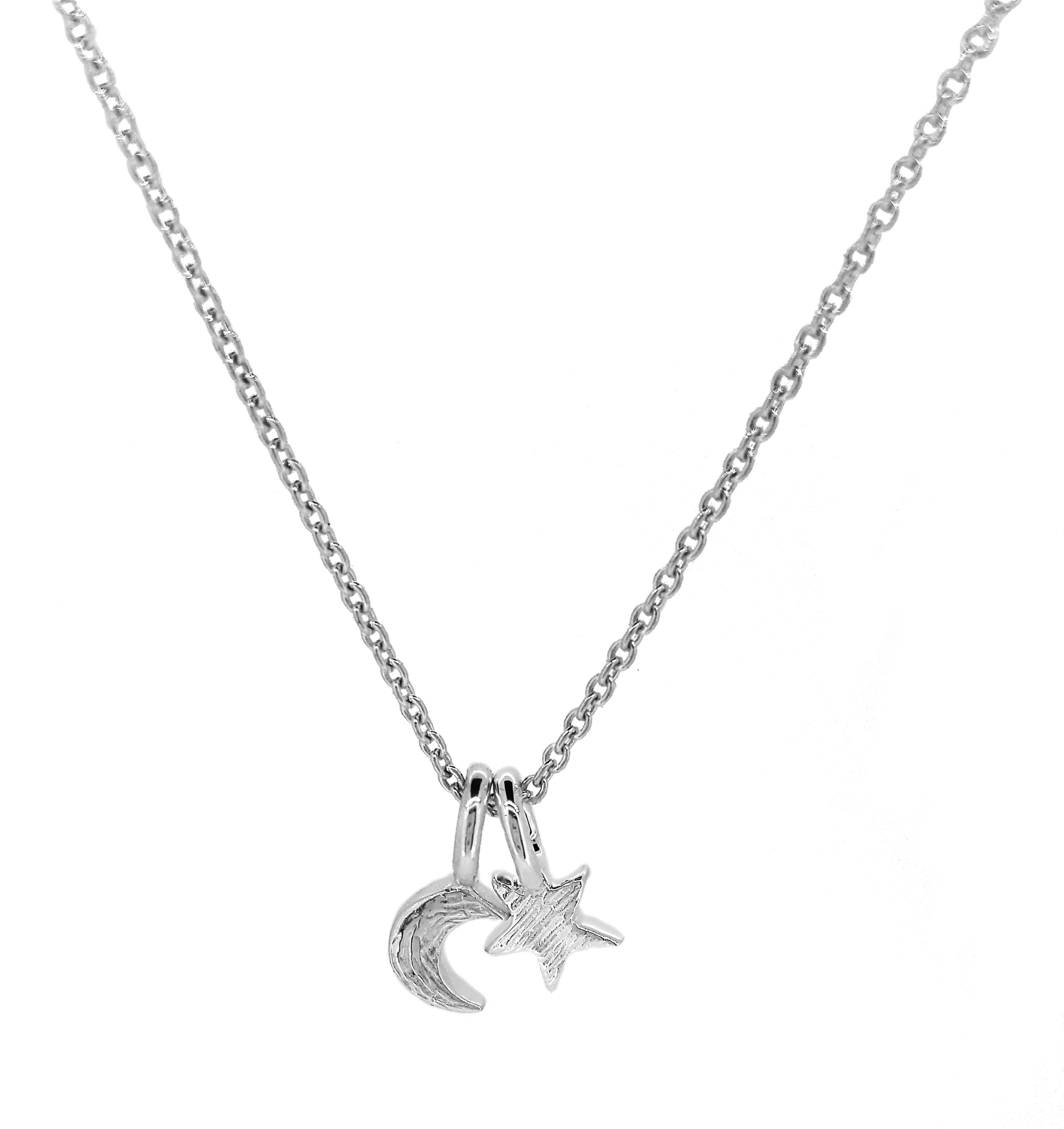 Twilight Silver Moon & Star Pendants Delicate Solid Silver - Etsy UK