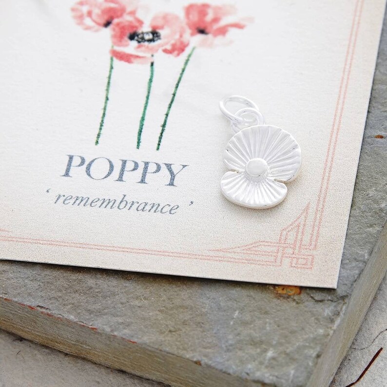 Sterling Silver Poppy Charm - Poppy Pendant - Silver Poppy Flower ...