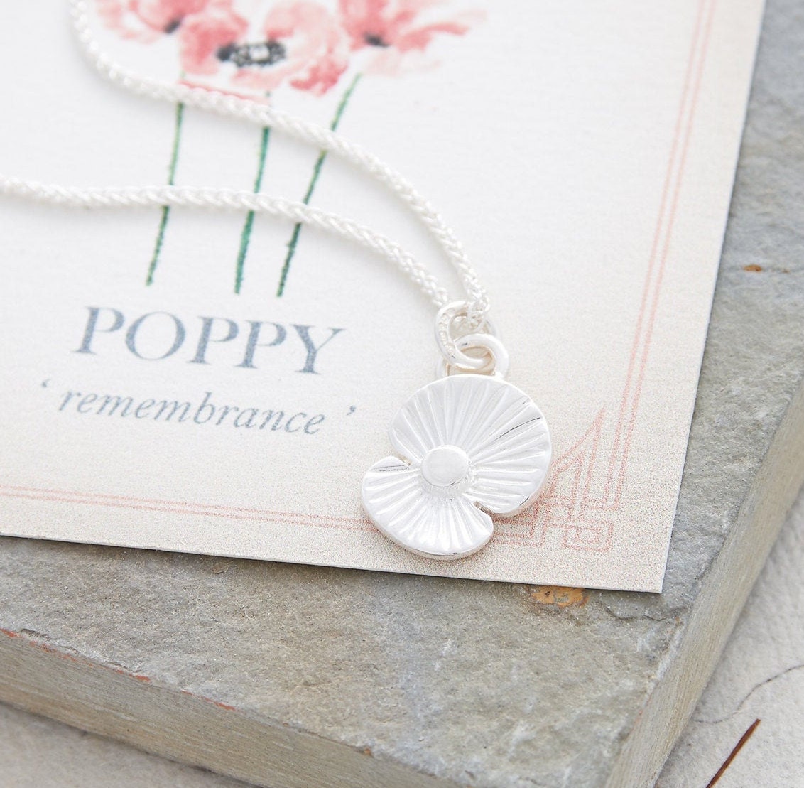 Sterling silver Poppy Charm Poppy Pendant Silver Poppy | Etsy