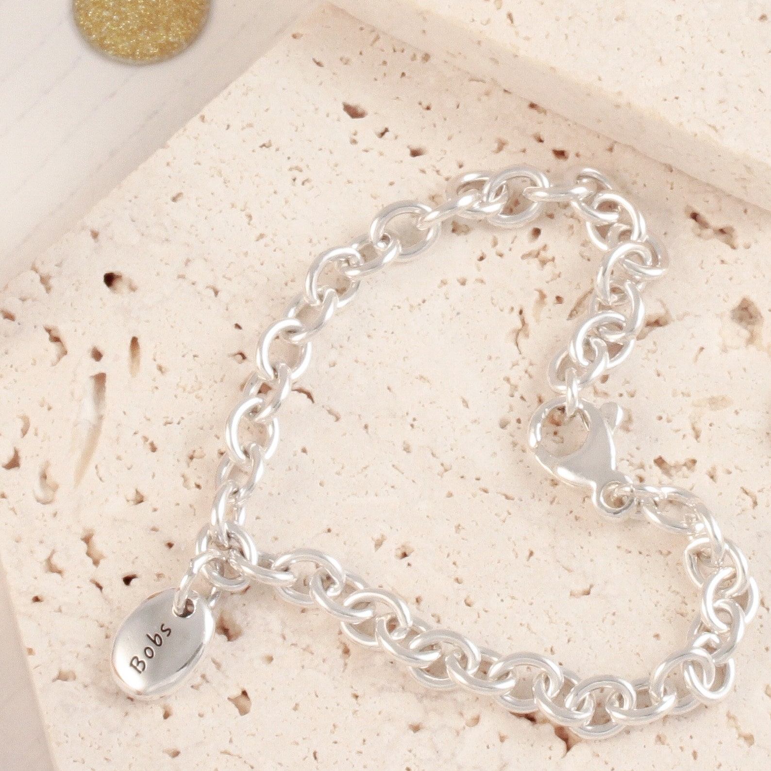 Personalised Pebble Charm Bracelet - Adjustable Silver Bracelet ...