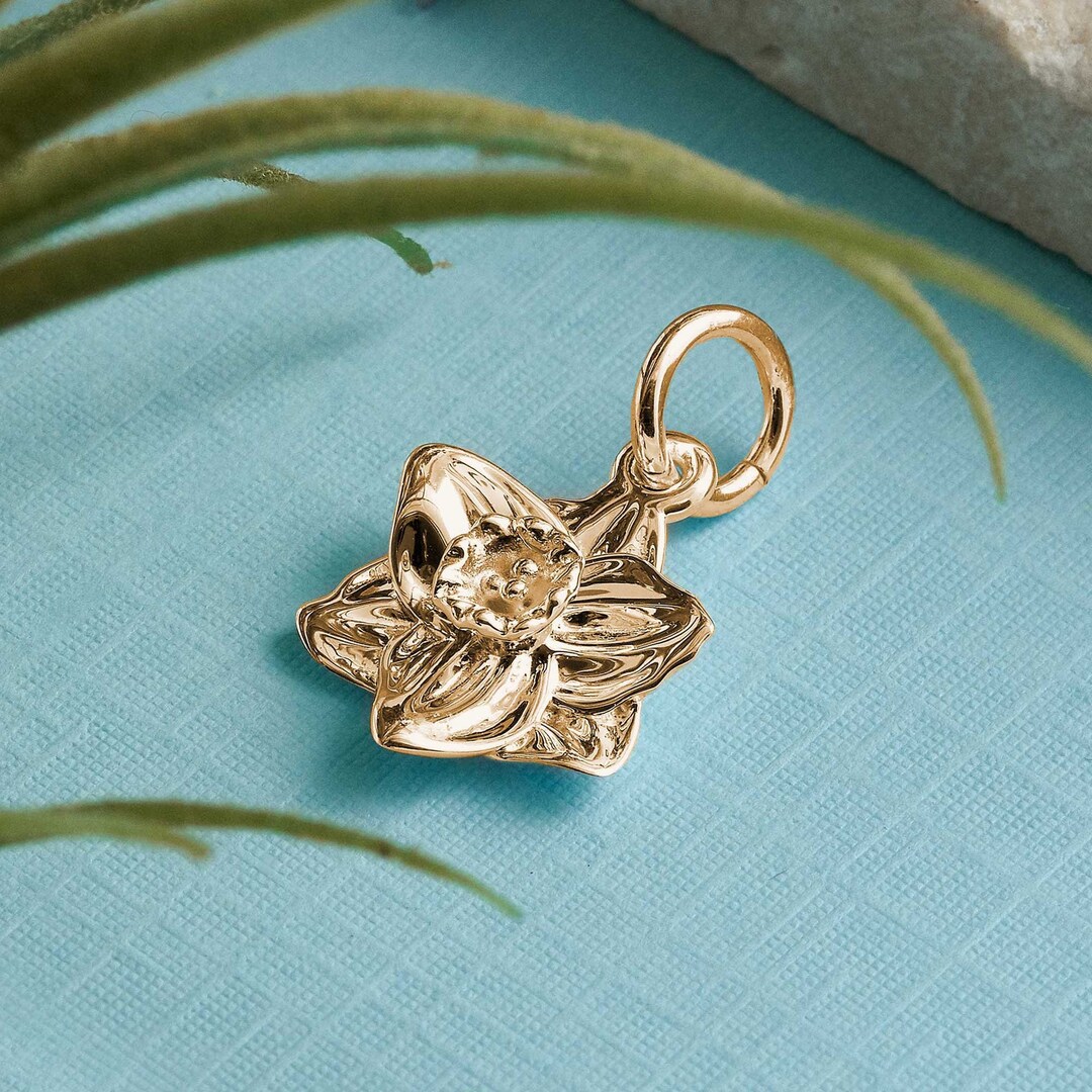 Gold Vermeil Daffodil Charm: Sterling Silver March Birth Flower ...