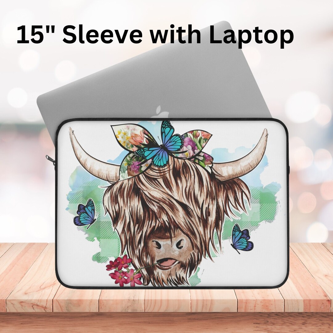 Highland Cow Beautiful Laptop Sleeve Chromebook Case or iPad Cover With ...