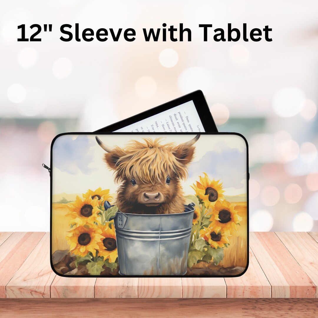 Adorable Highland Cow Laptop Sleeve Chromebook Case or iPad Cover With ...