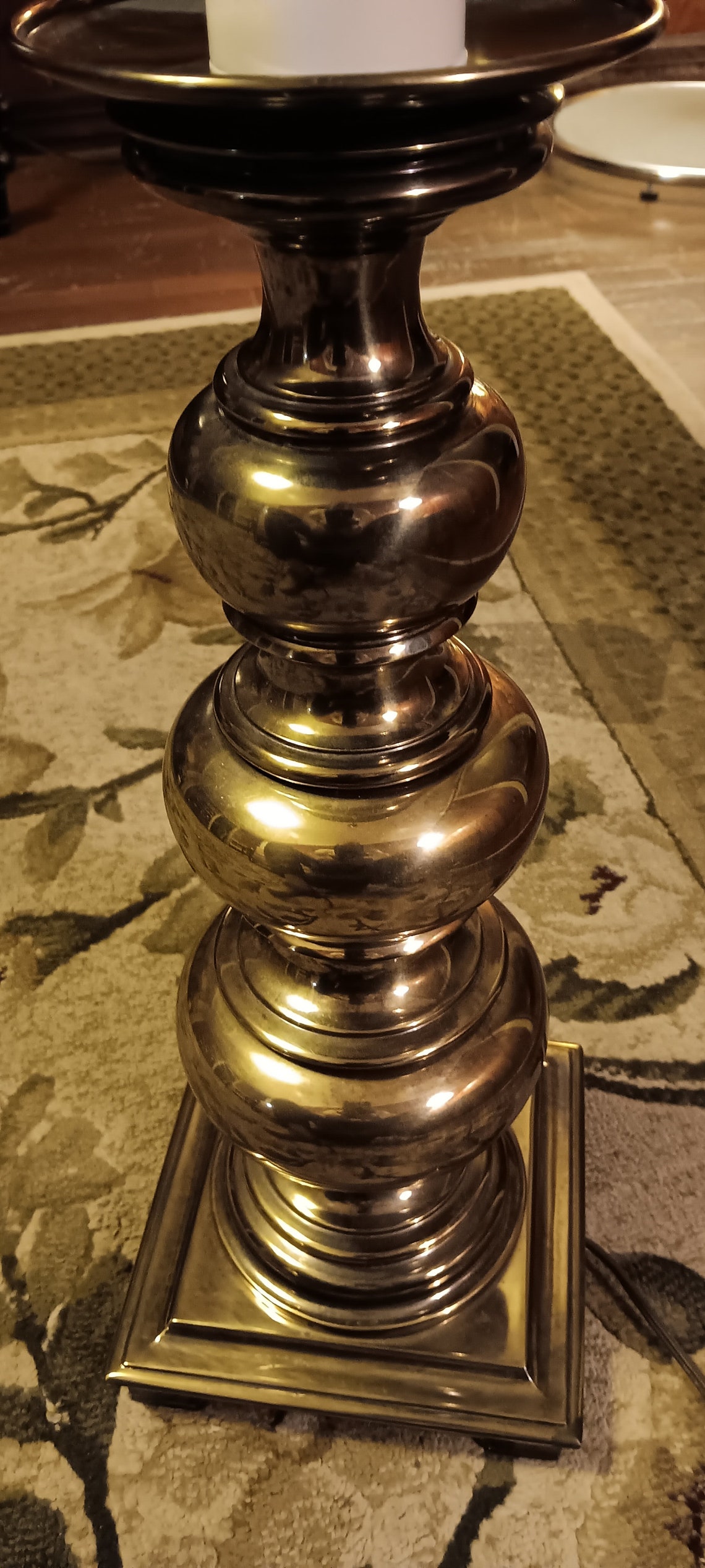 Stiffel Brass Candlestick Baluster Table Lamp Bronze Finish Mid-century ...