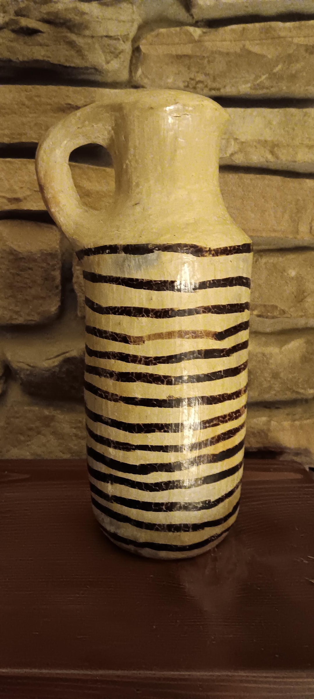 Rare Handcrafted Sejnane Terracotta Pottery Vase, Black Striped, Ecra ...