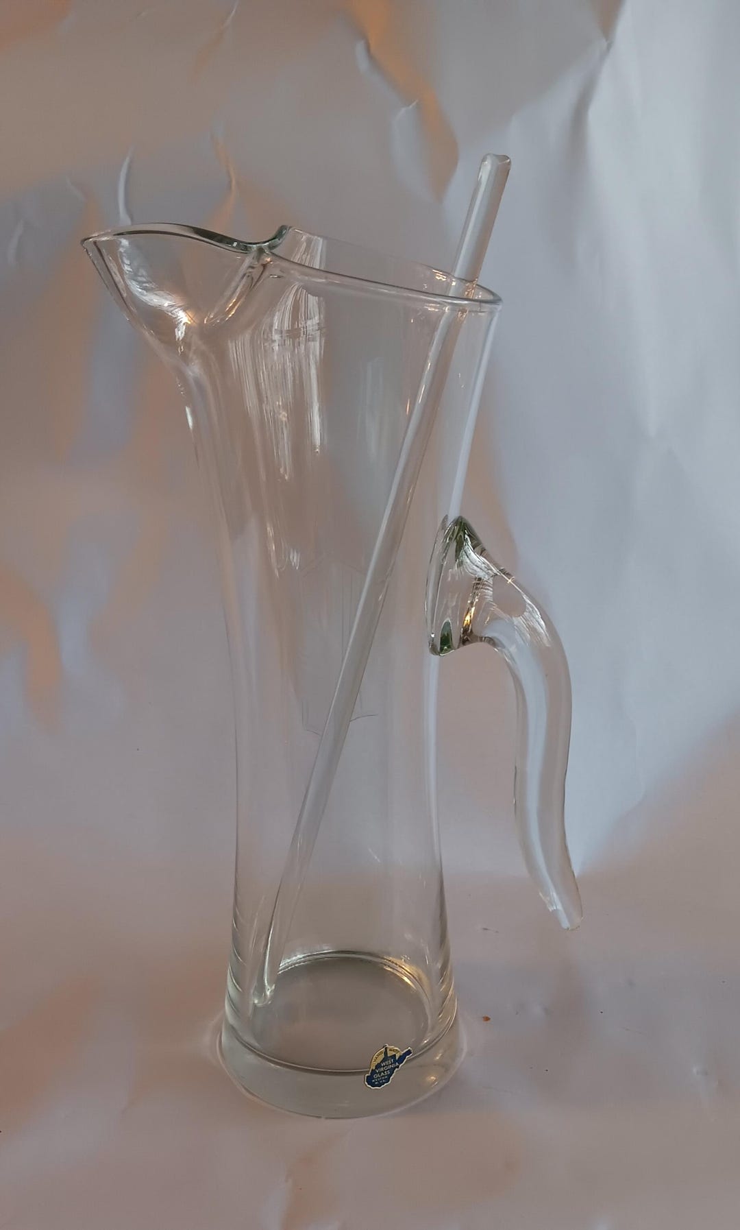 Vintage Glass Martini Pitcher With Stirrer, Hand Blown Crystal West ...