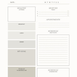 Modern Printable Daily Planner | Simple, Printable, Digital Planner ...