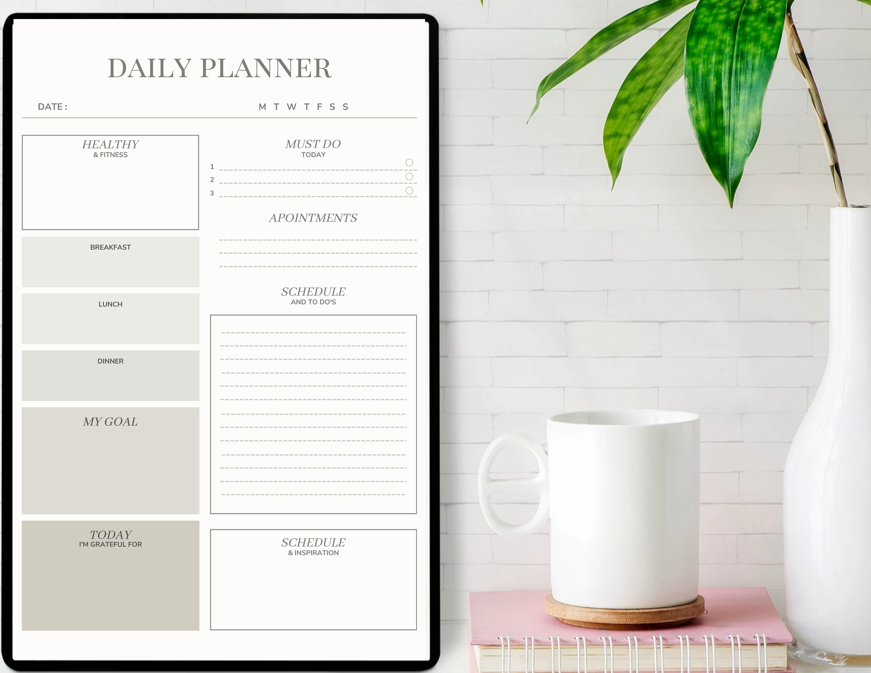 Modern Printable Daily Planner Simple, Printable, Digital Planner ...