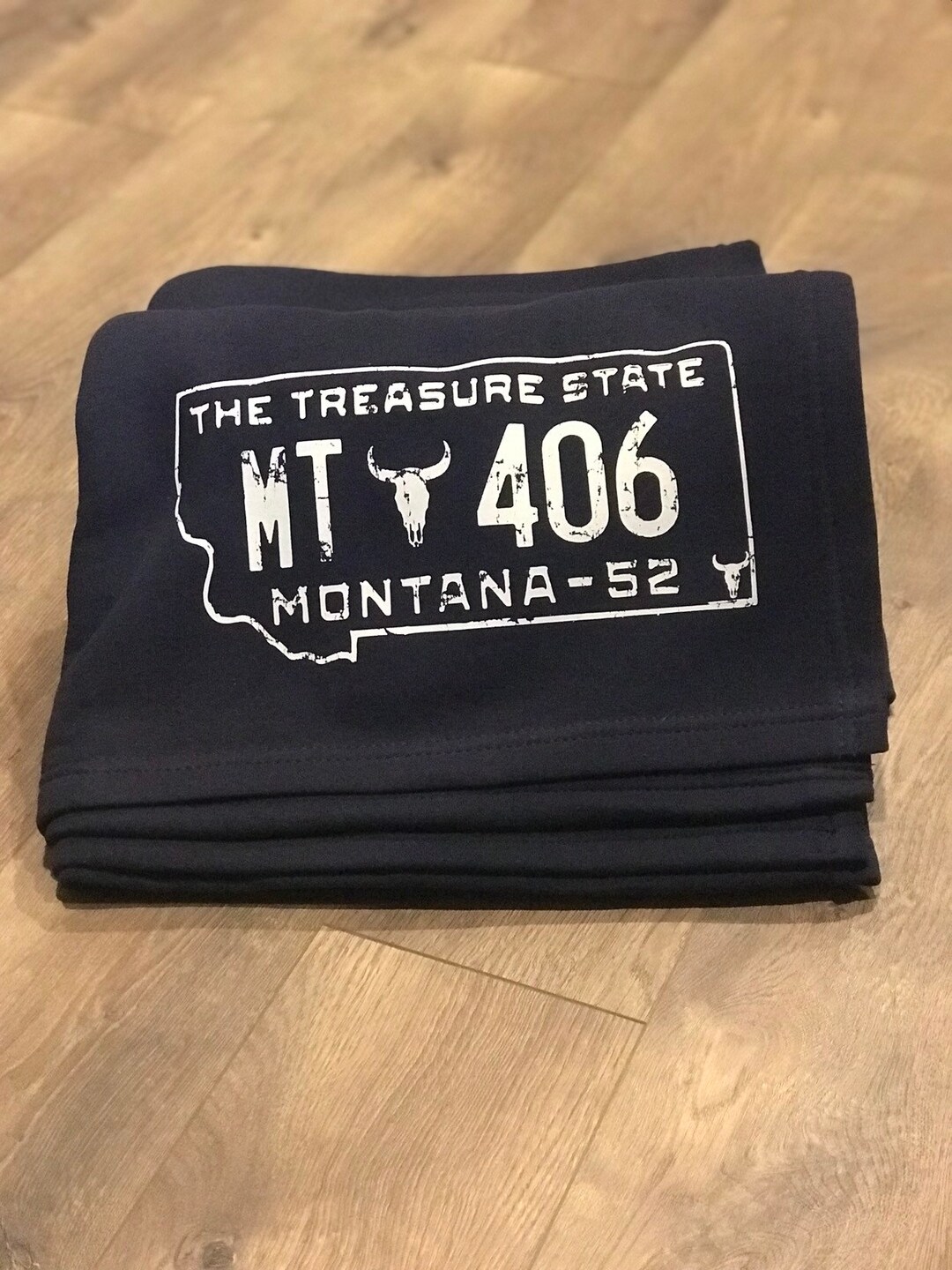 Montana License Plate Sweatshirt Blanket, Navy Blue, 60x50 - Etsy