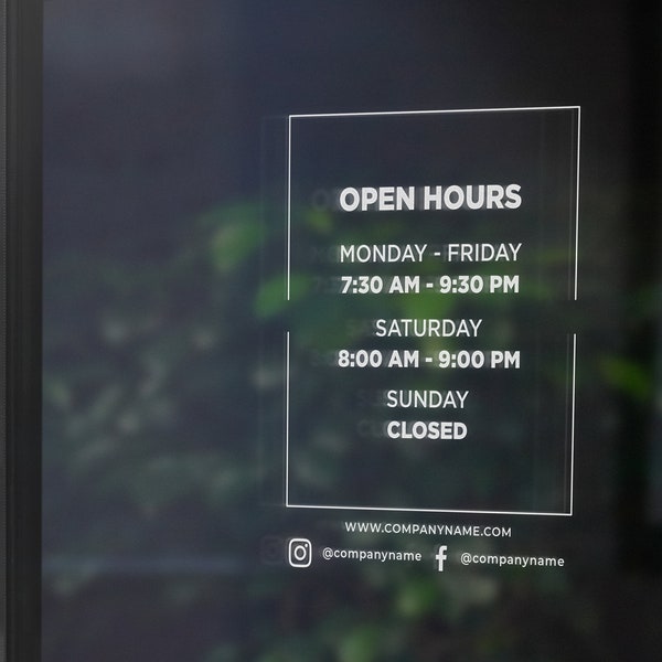 Open Hours Decal - Etsy