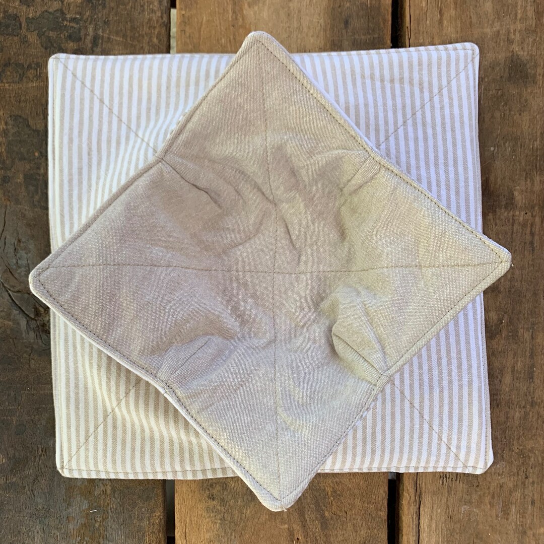 Tan and Cream- Linen & Cotton Bowl and Plate Cozy Set - Etsy