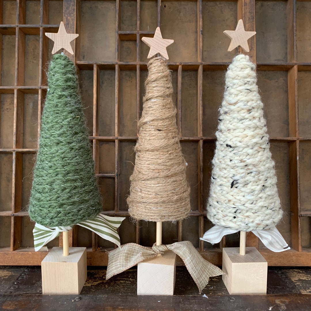 Christmas Yarn Trees on Blocks - Etsy