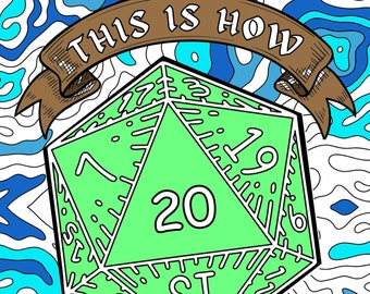 Printable DND Coloring Page: How I Roll (D1) - Etsy