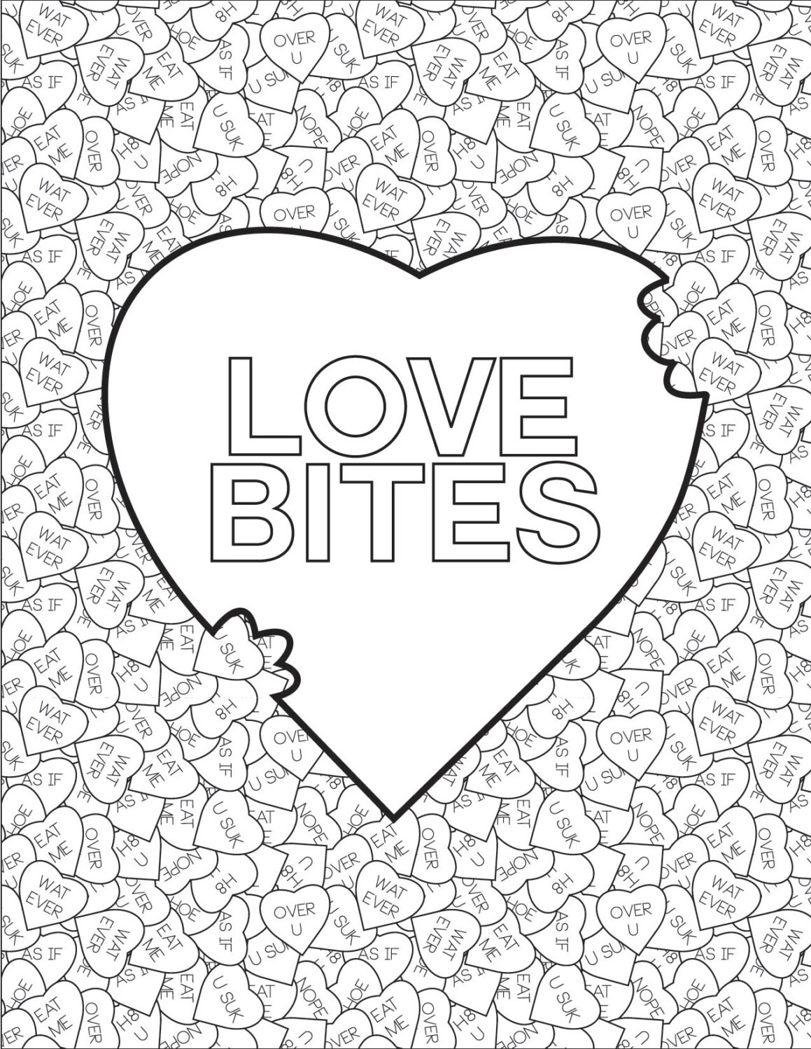 Adult Coloring Book Page: Love Bites - Etsy