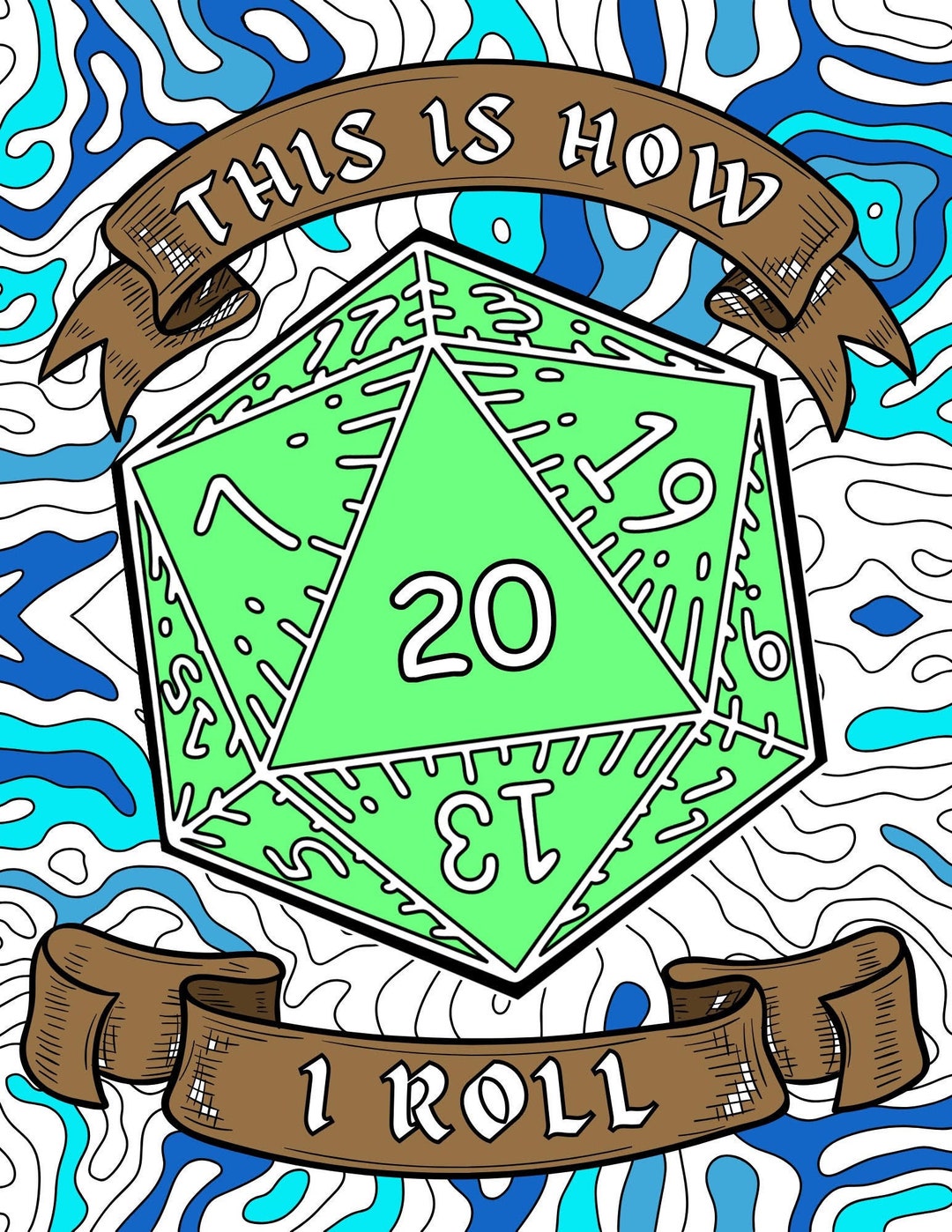 Printable DND Coloring Page: How I Roll (D20) - Etsy