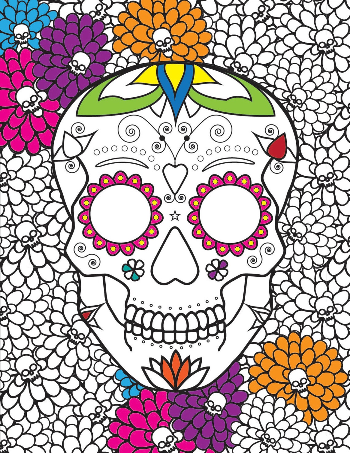 Adult Coloring Book Page: SWEET DEATH (sugar Skull) - Etsy