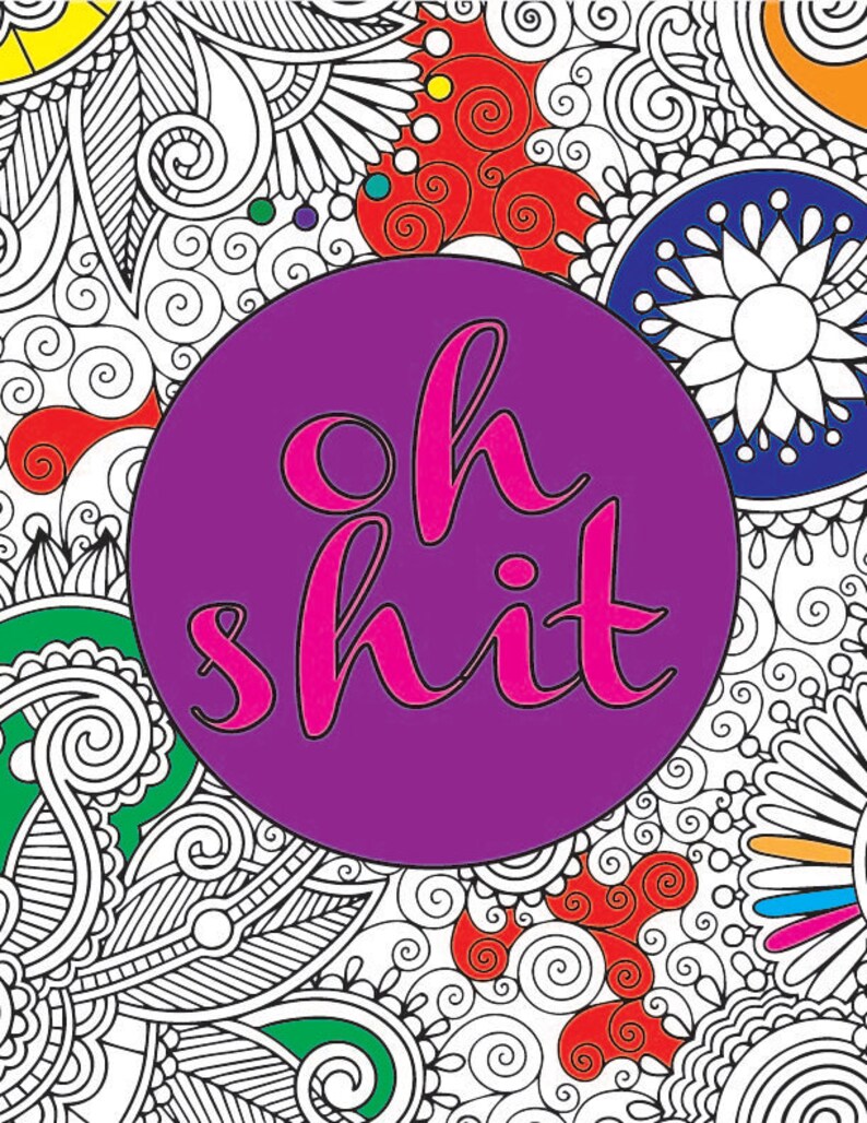 Printable Adult Coloring Book Page: OH SHIT - Etsy