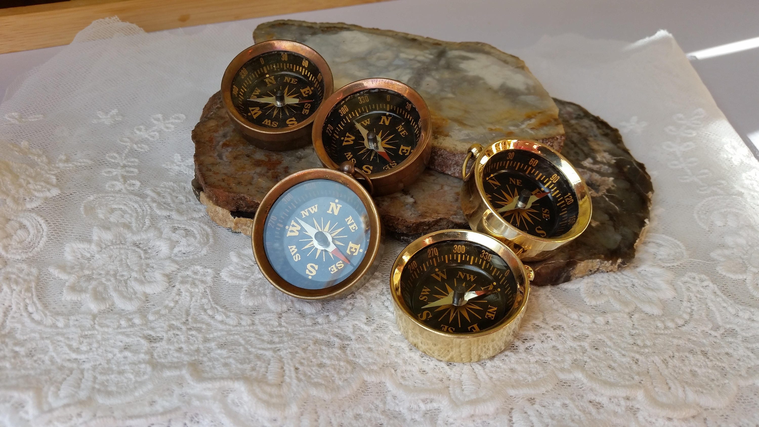 Miniature Brass Compass Nautical 35mm Medium Sized Working