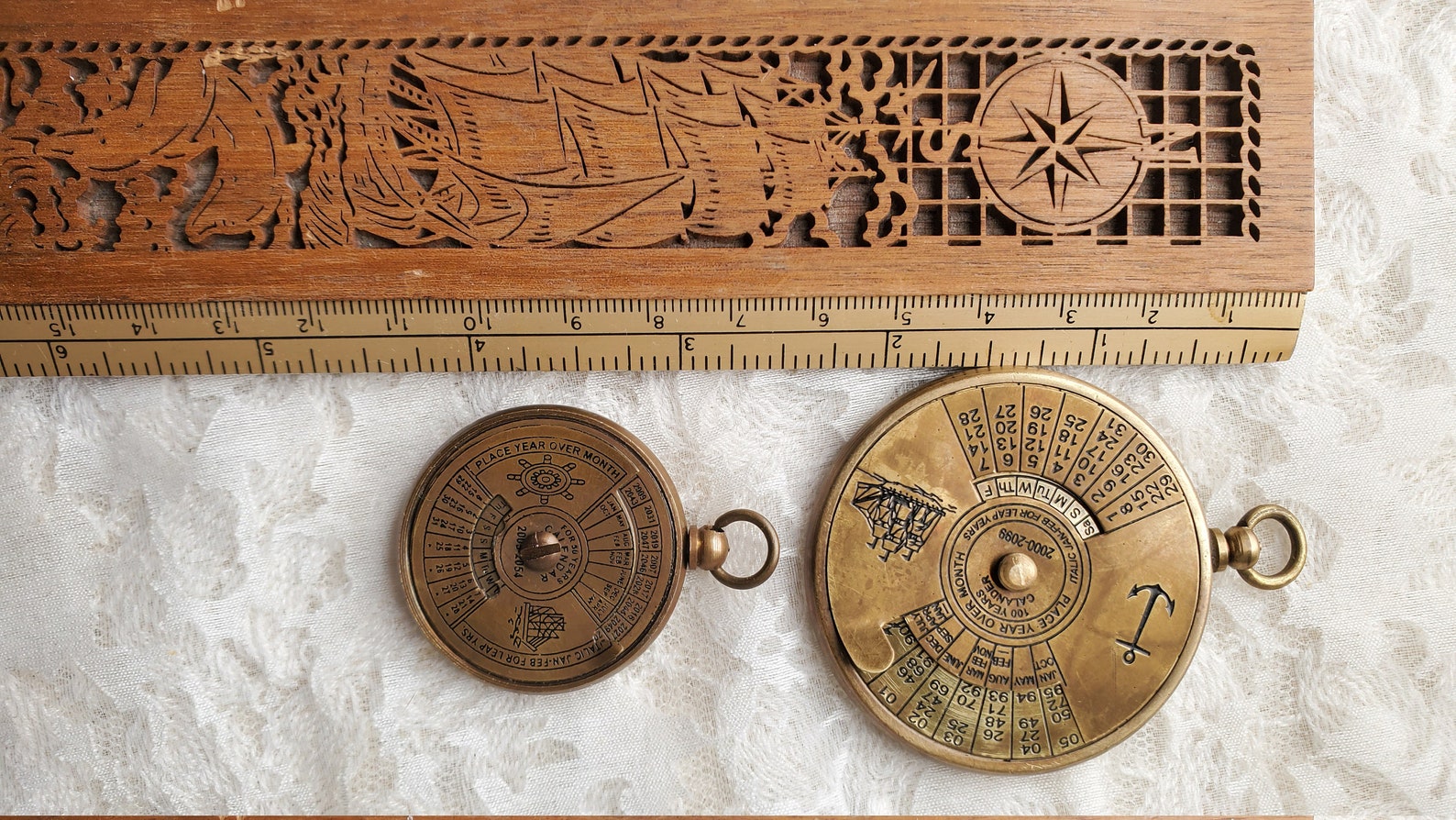 Miniature Brass Calendar, 37, 40 & 50mm, Tiny Working Adjustable 50 or ...