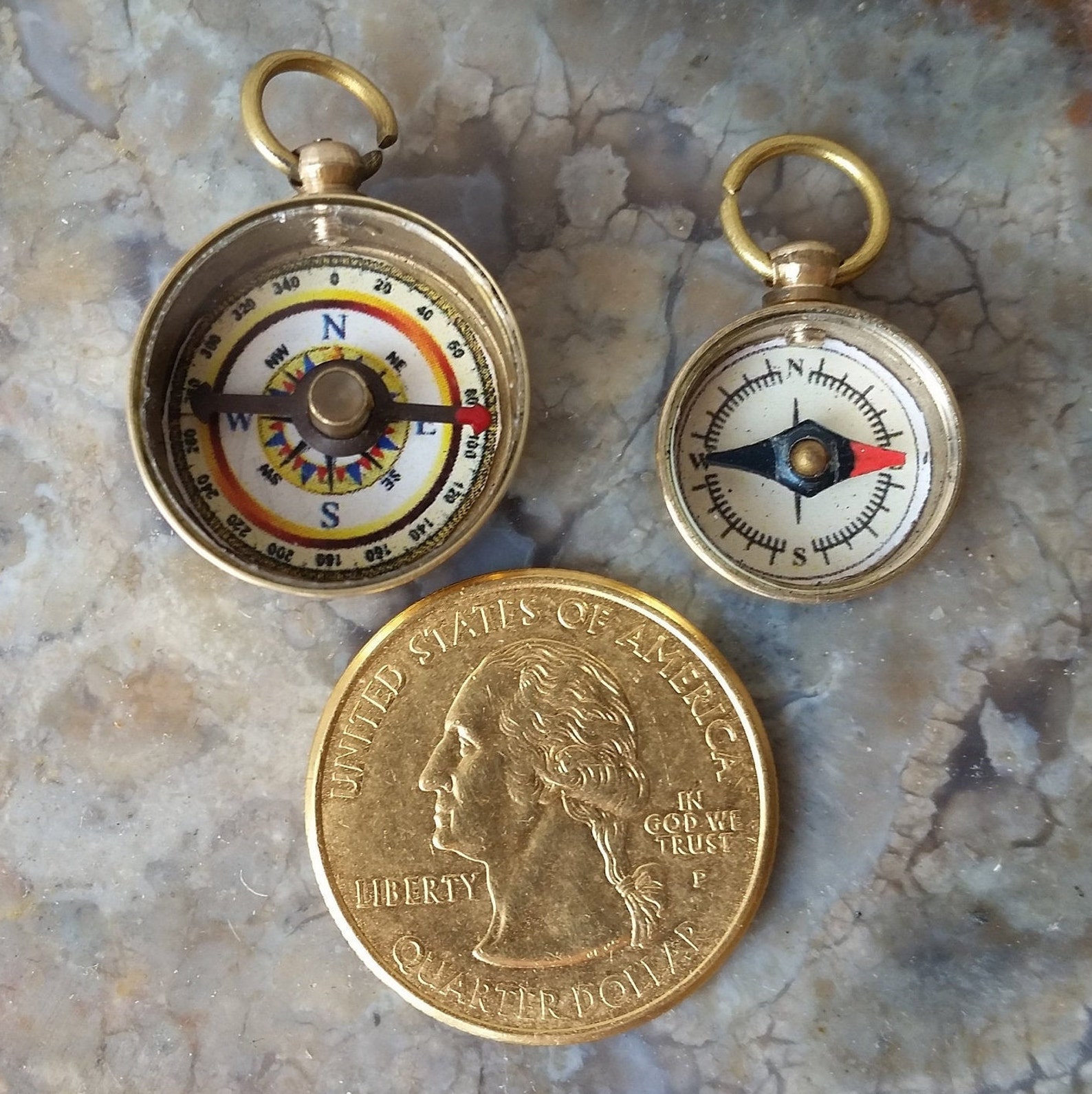Miniature Brass Compasses 15mm & 20mm Mini Compass Tiny | Etsy
