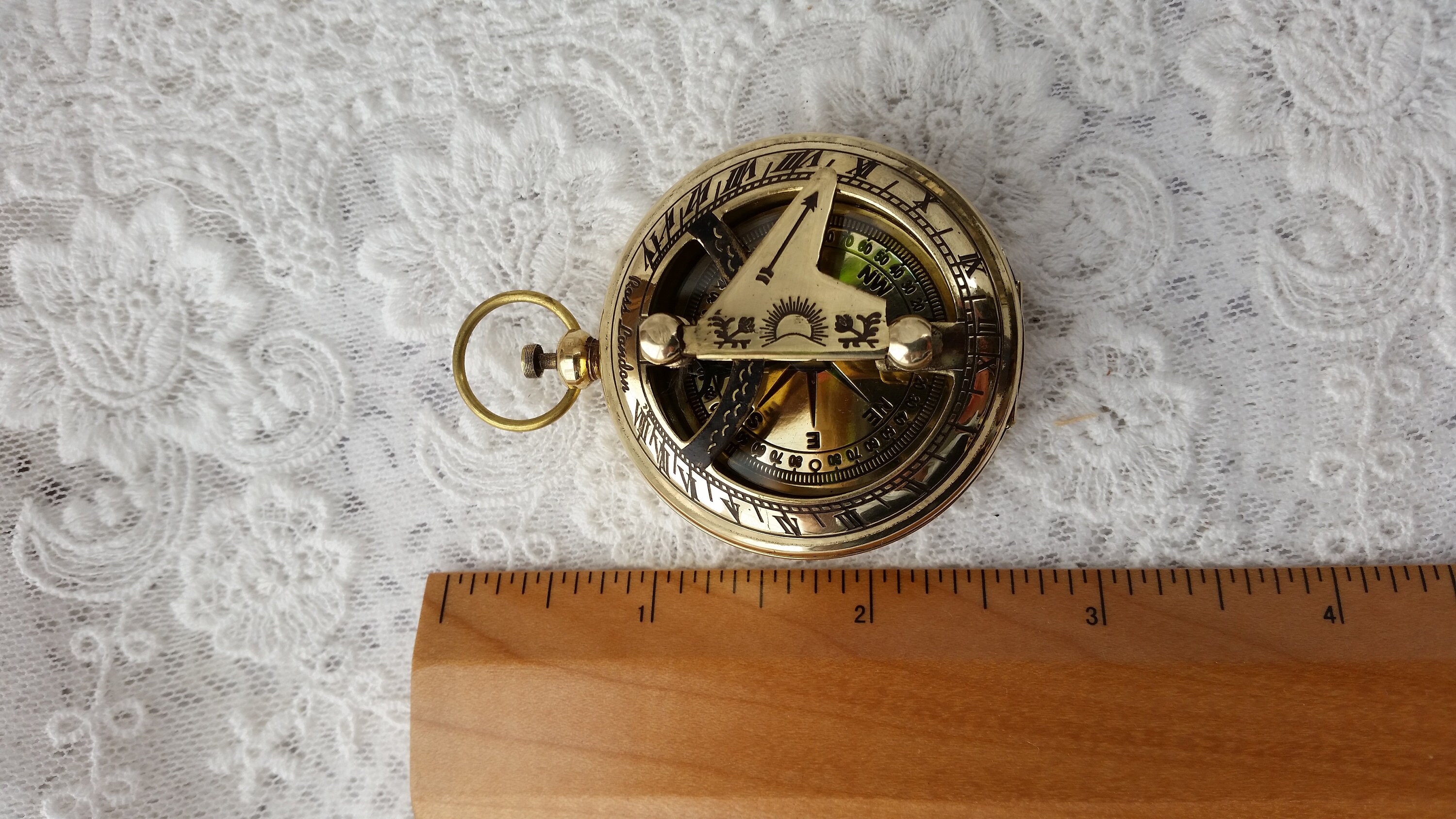 Sundial Compass, Solid Raw Brass, Vintage Brass 45mm Antique ...