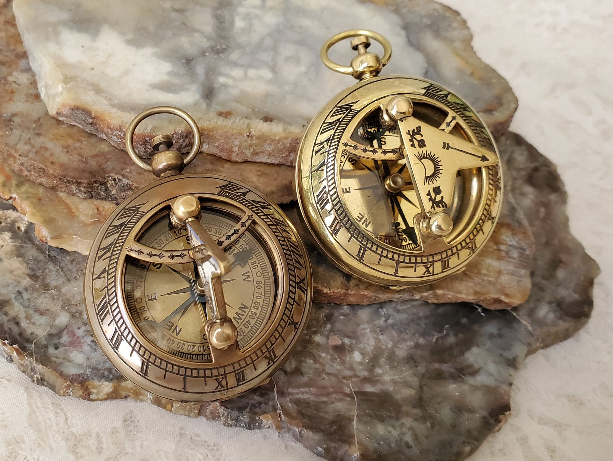 Sundial Compass, Solid Raw Brass, Vintage Brass 45mm Antique ...