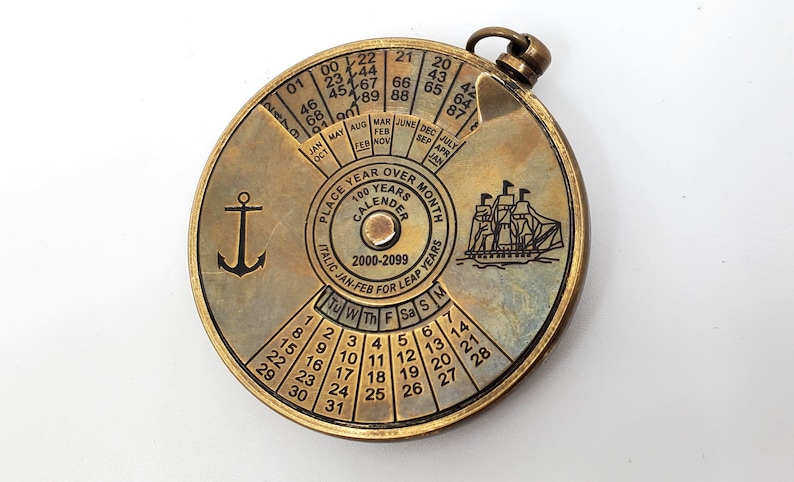 Miniature Brass Calendar, 37, 40 & 50mm, Tiny Working Adjustable 50 or ...