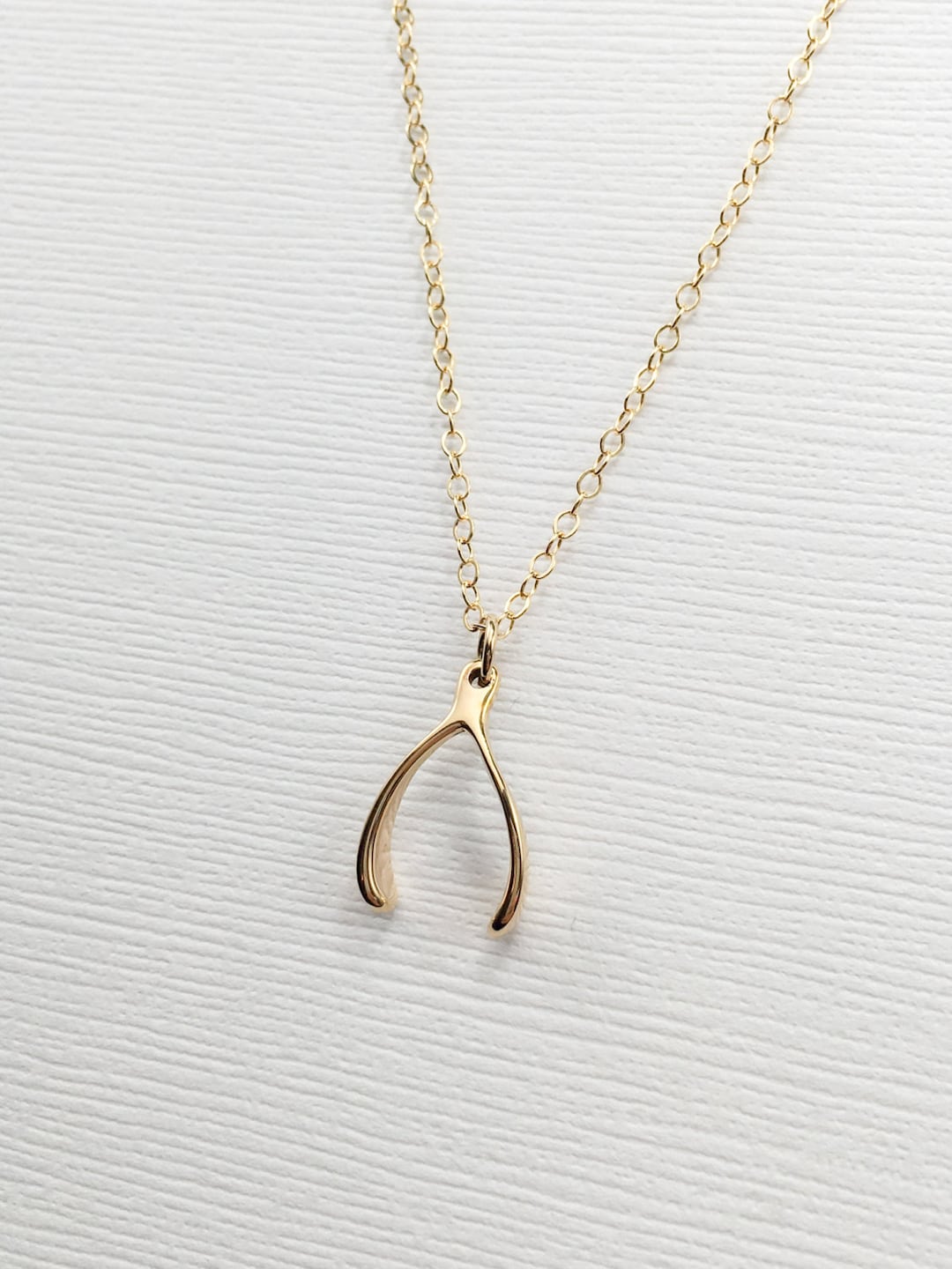 Gold Wishbone Necklace, Good Luck Charm, 14k Gold Filled Chain - Etsy