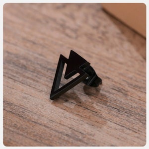 Mens Triangle Earrings/ Mens Triangle Studs/ Mens Black Studs ...