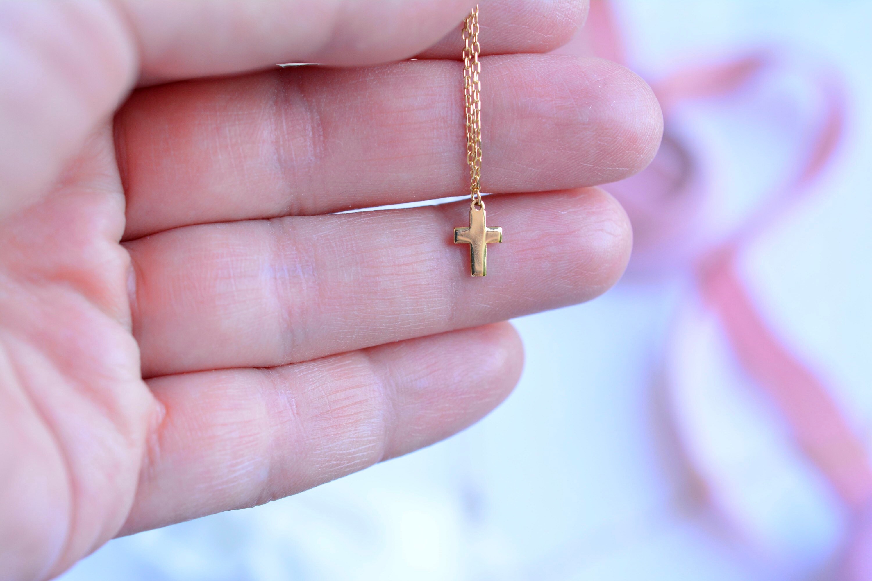 Small Gold Cross Necklace Simple Cross - Etsy