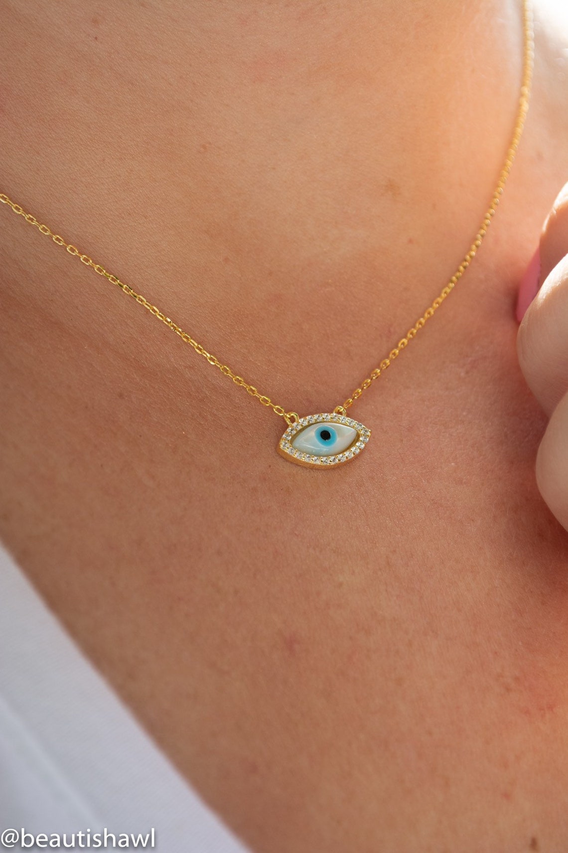 Evil Eye Necklace Sterling Silver Evil Eye Necklace 14kt - Etsy