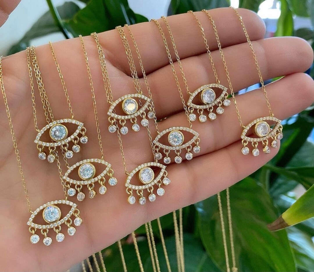 Evil Eye Necklace Sterling Silver| Unique Evil Eye Necklace - Etsy