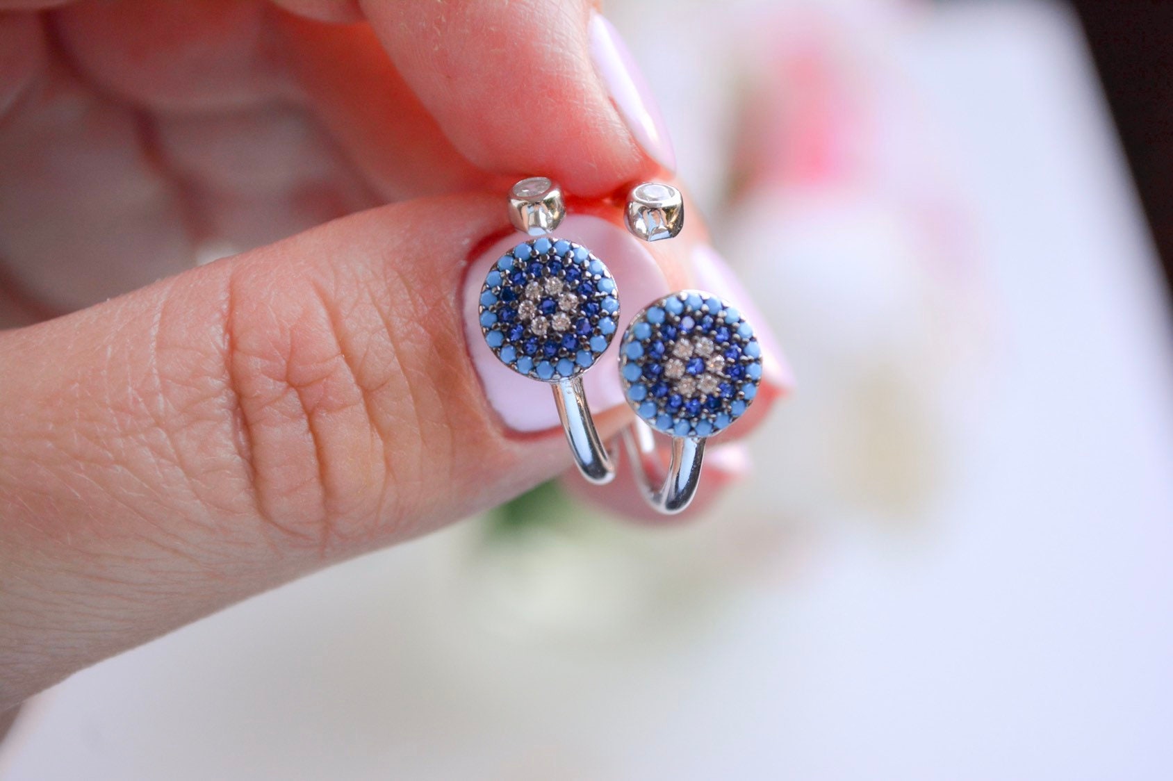 Evil eye ring sterling silver adjustable evil eye ring | Etsy