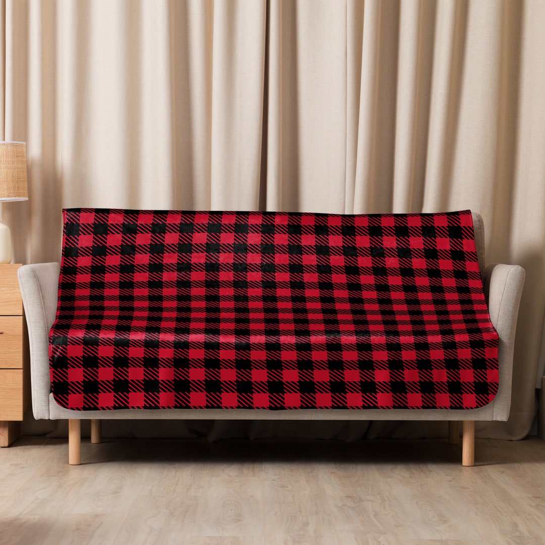 Plaid Sherpa Throw Blanket, Red Buffalo Check Design, Cozy Home Accents ...