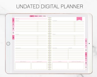 Undated Digital Planner blue Yearly Weekly Monthly for | Etsy