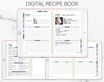 Digital Recipe Book for Goodnotes, Digital Cookbook, Ipad, Xodo ...