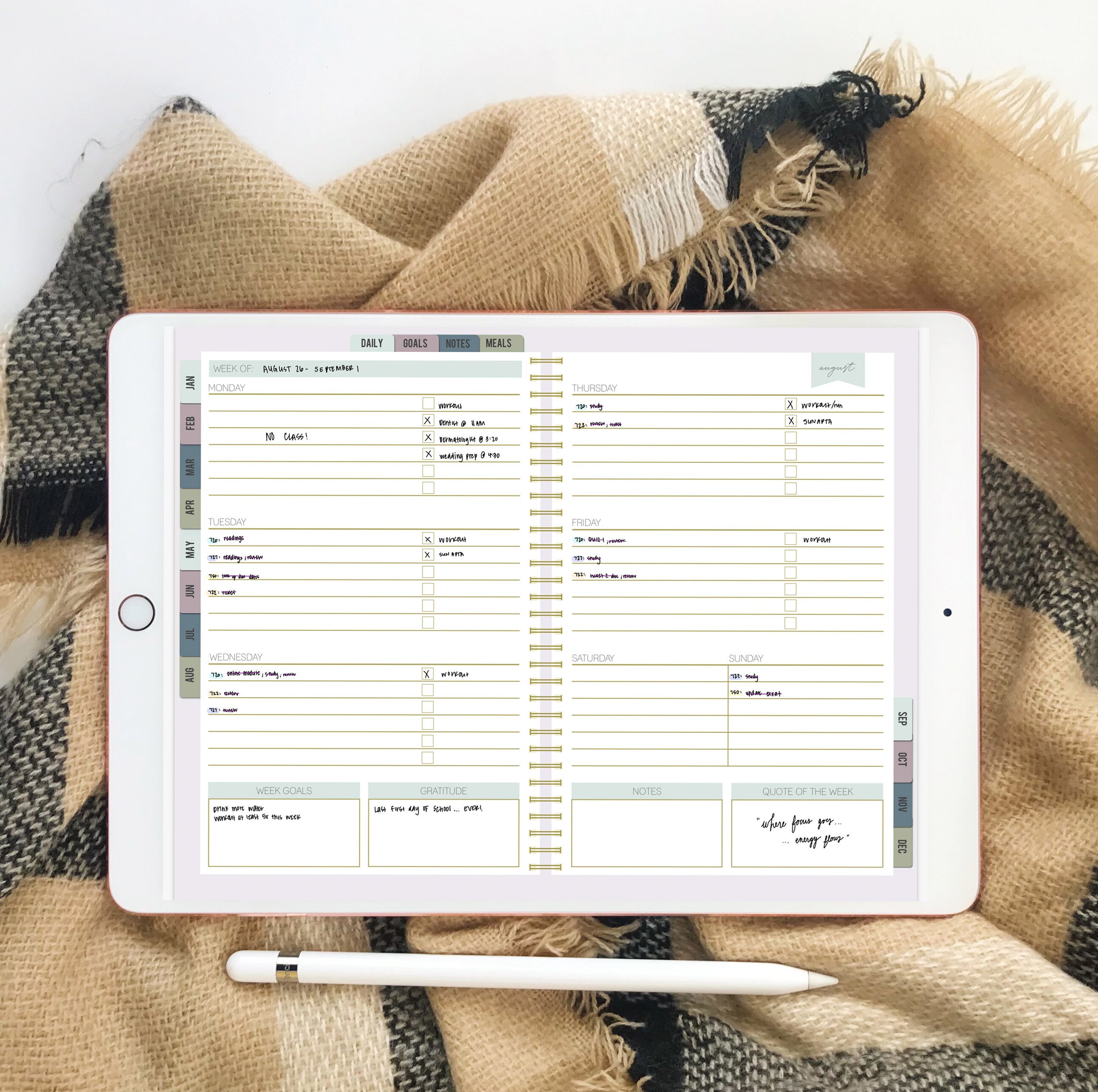 Undated Digital Planner blue Yearly Weekly Monthly for | Etsy