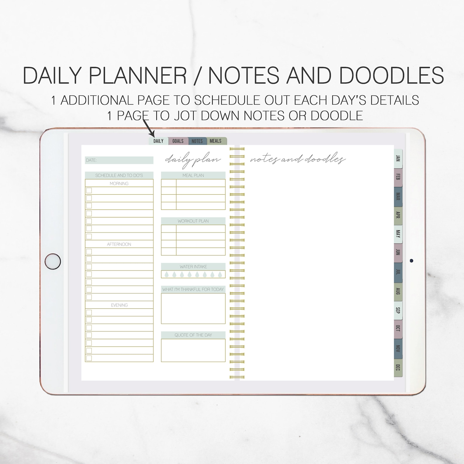 Undated Digital Planner blue Yearly Weekly Monthly for - Etsy