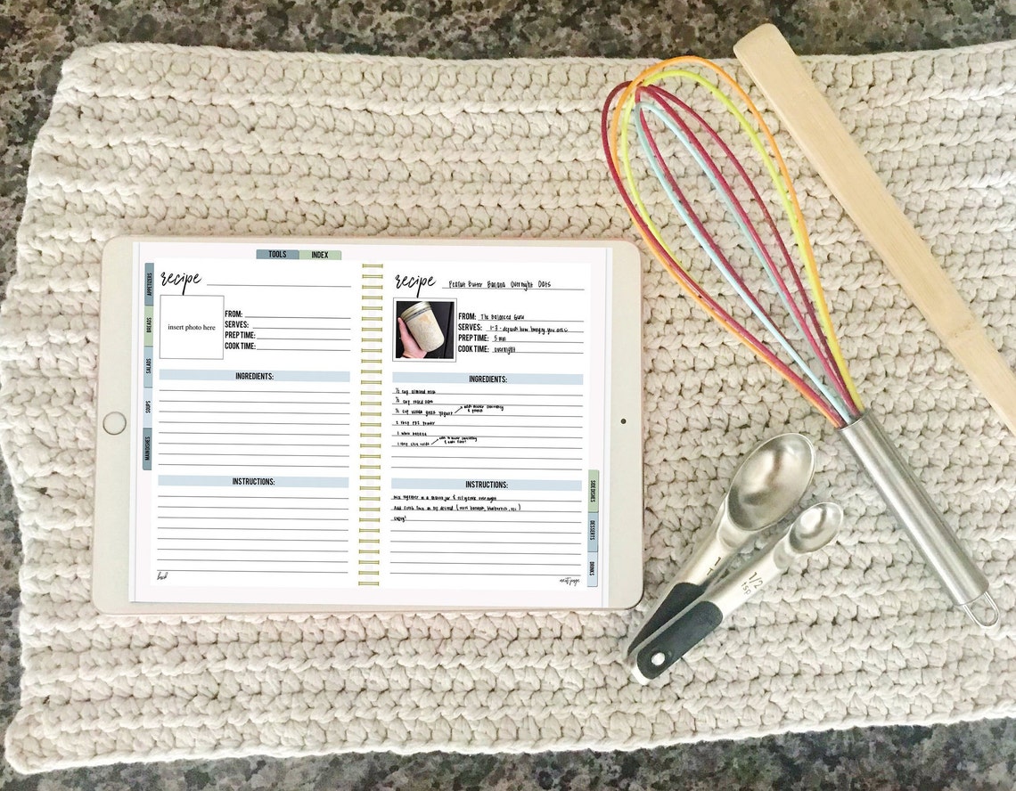 Digital Recipe Book blue | Etsy