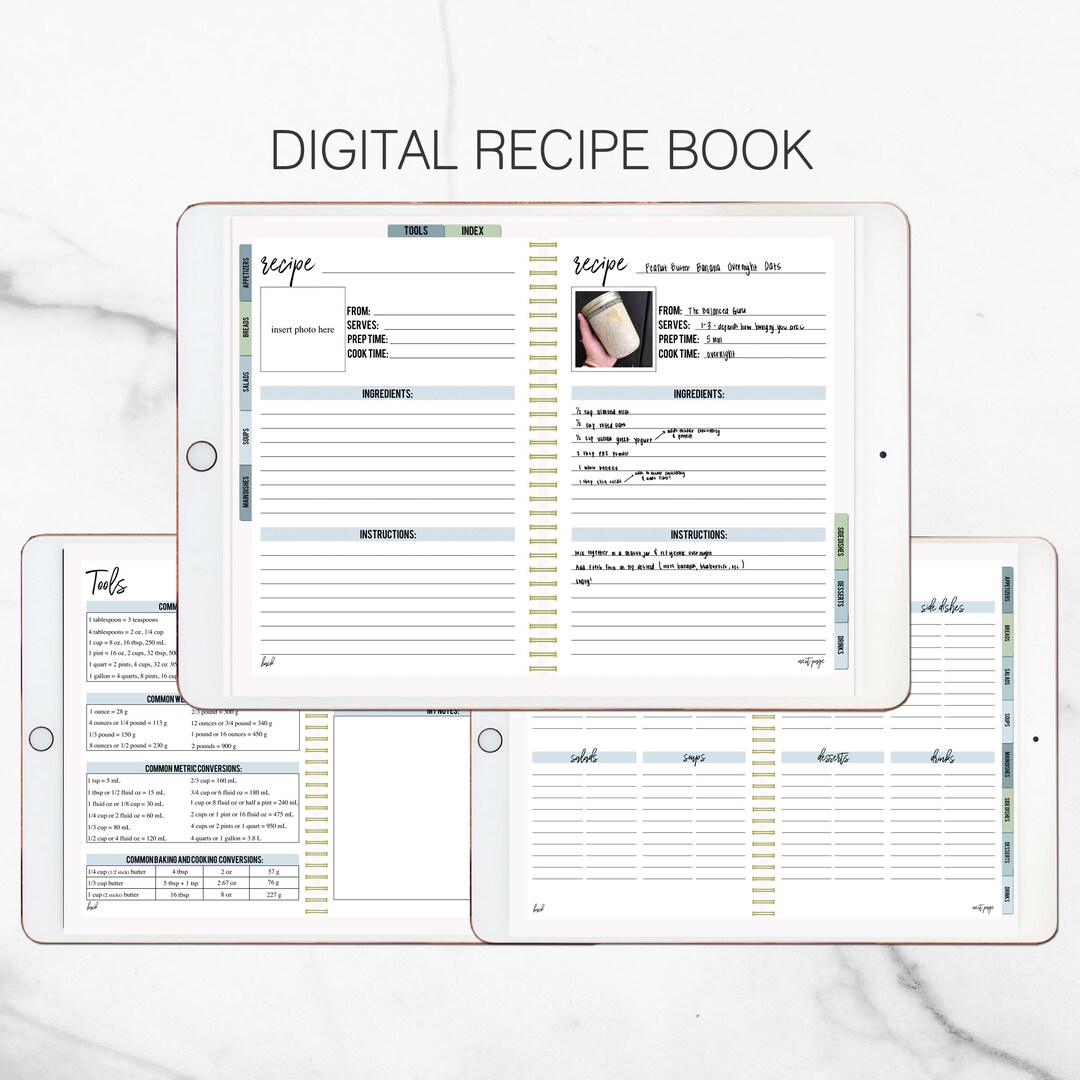 Digital Recipe Book (blue) - Etsy