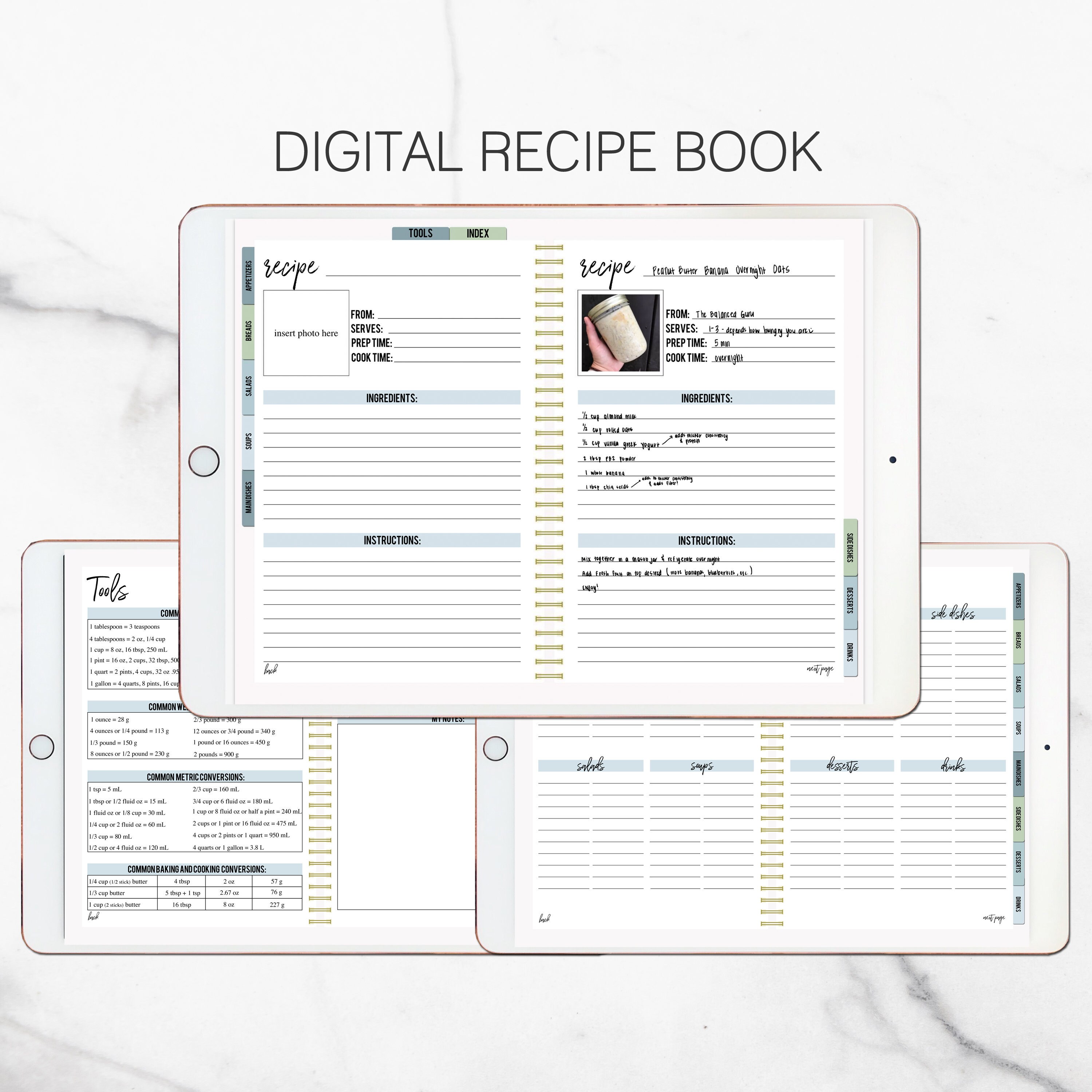 Digital Recipe Book blue - Etsy
