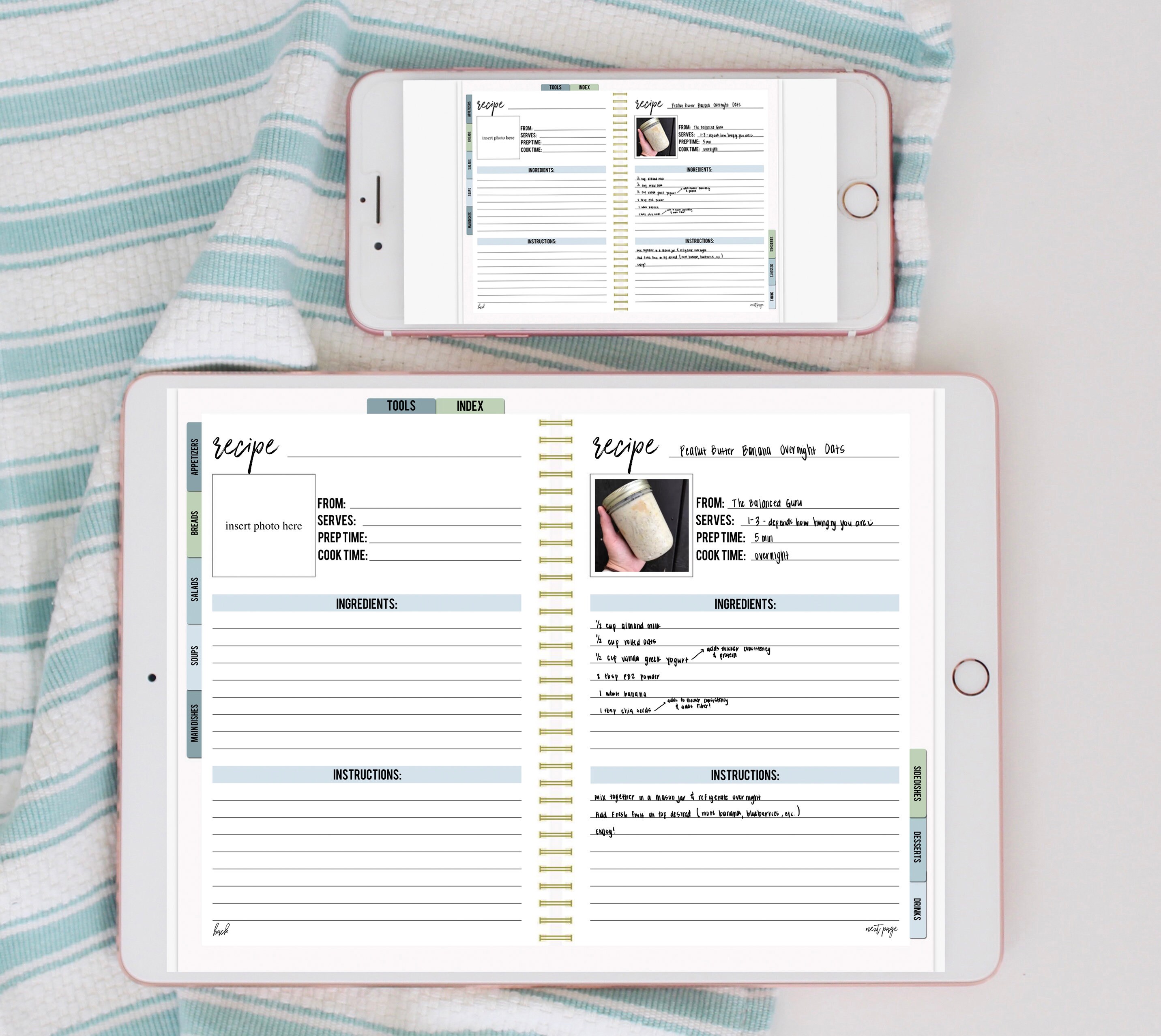 Digital Recipe Book blue | Etsy