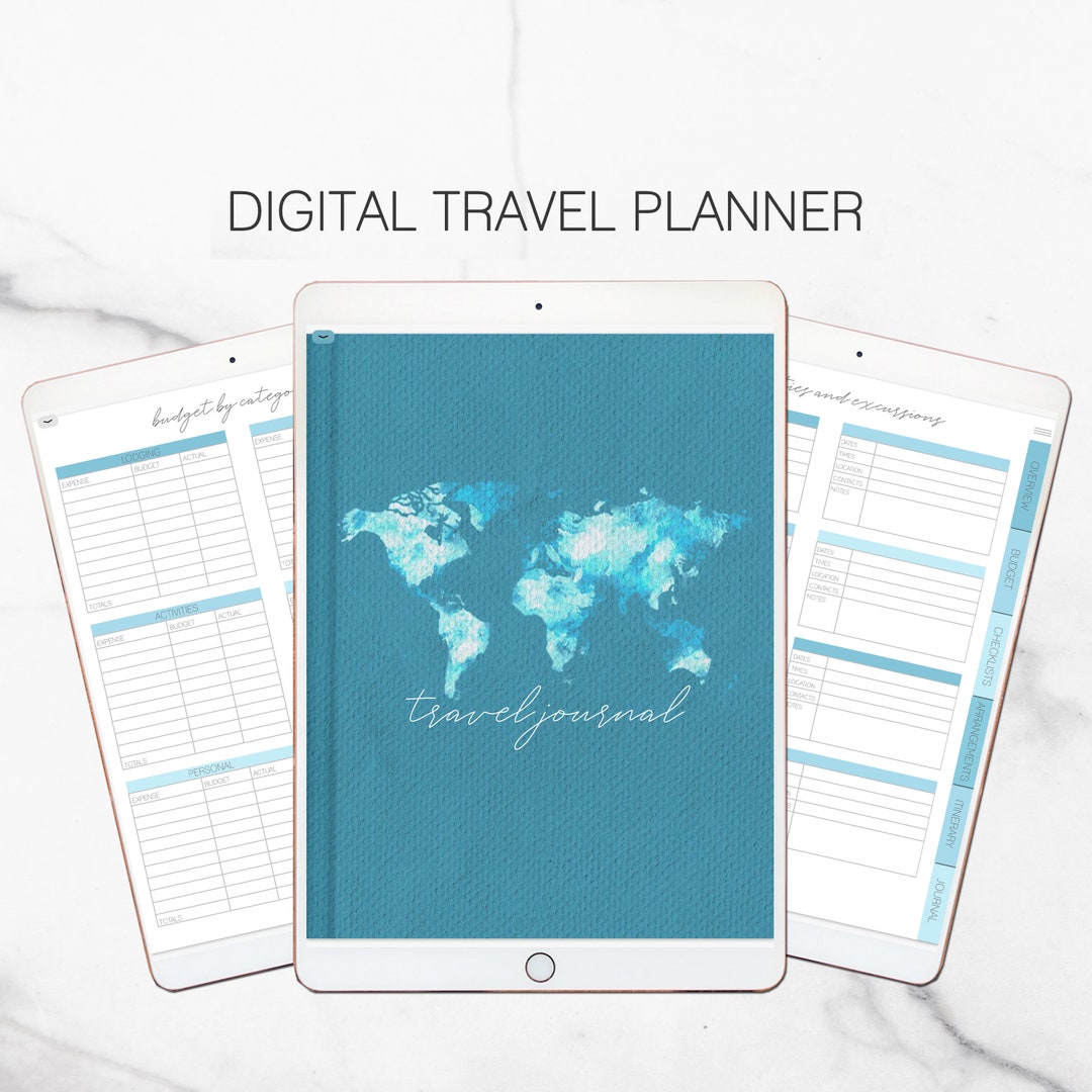 Digital Travel Planner - Planner + Travel Journal + Digital Stickers ...