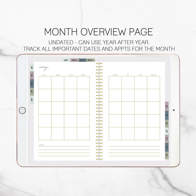 Undated Digital Planner blue Yearly, Weekly, Monthly for Ipad, Computer ...