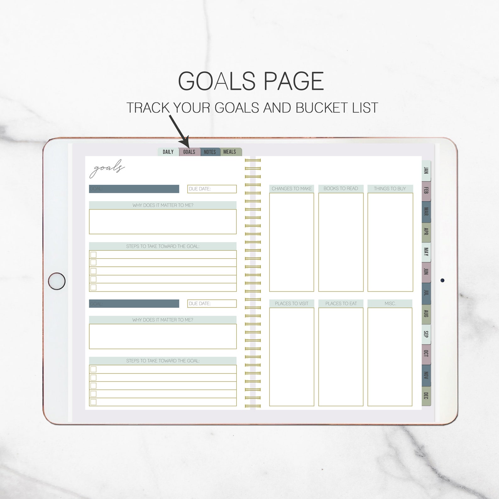 Undated Digital Planner blue Yearly Weekly Monthly for | Etsy