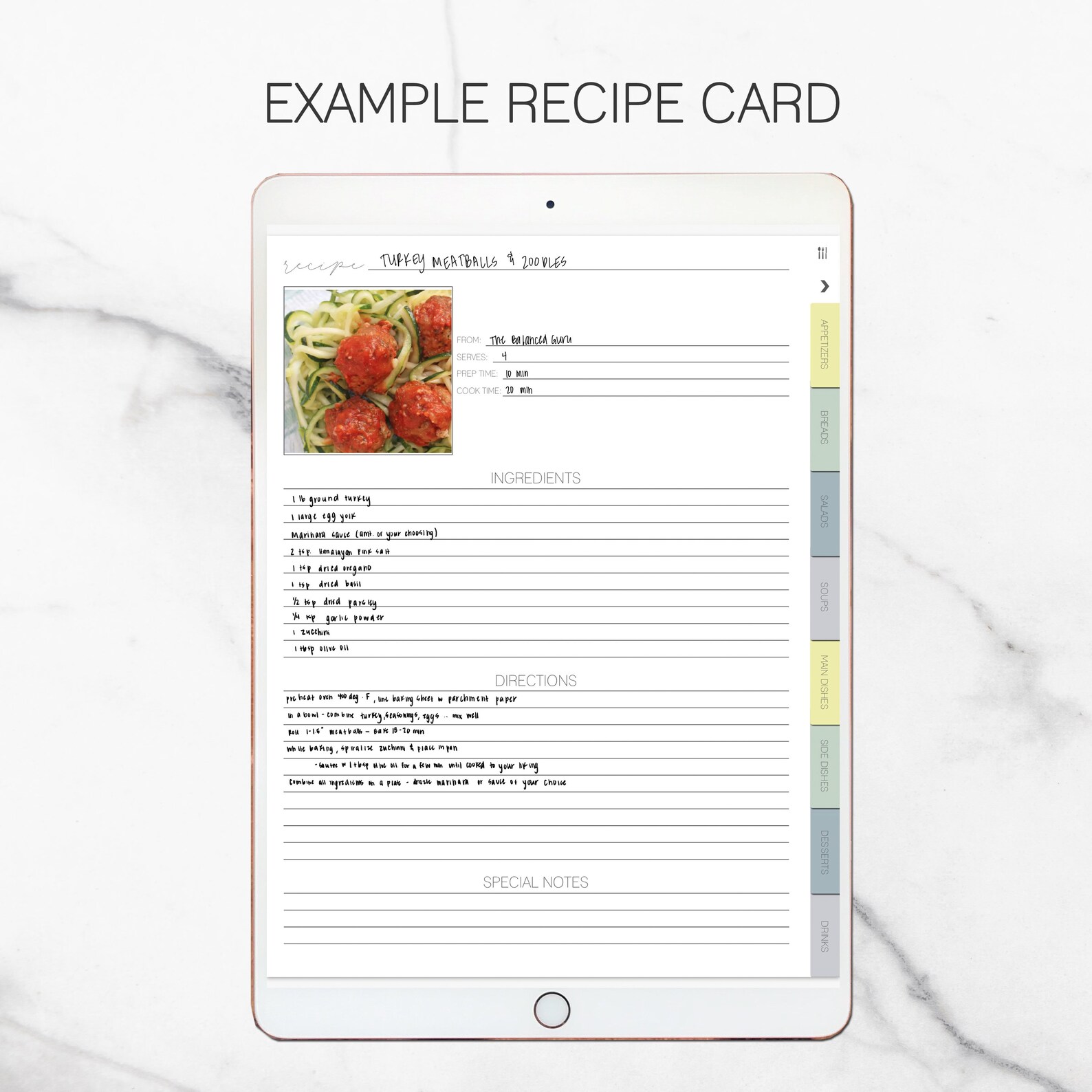 Digital Recipe Book Watercolor Lemon Theme for Ipad | Etsy
