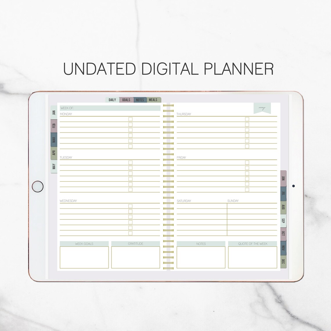 Undated Digital Planner (blue) - Yearly, Weekly, Monthly | for Ipad ...