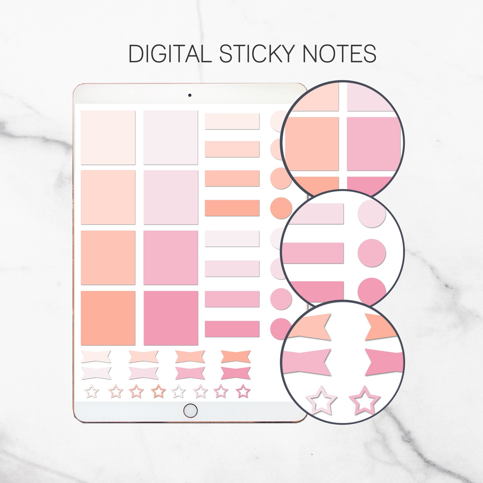 Digital Sticky Notes Bright Rainbow Colors Digital Stickers | Etsy