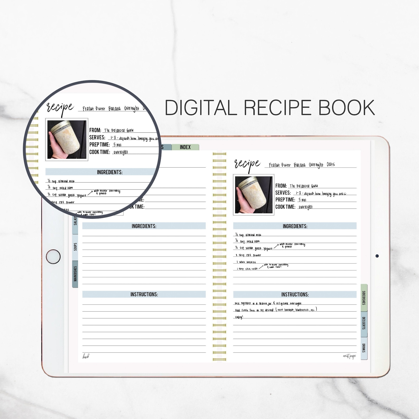 Digital Recipe Book blue - Etsy