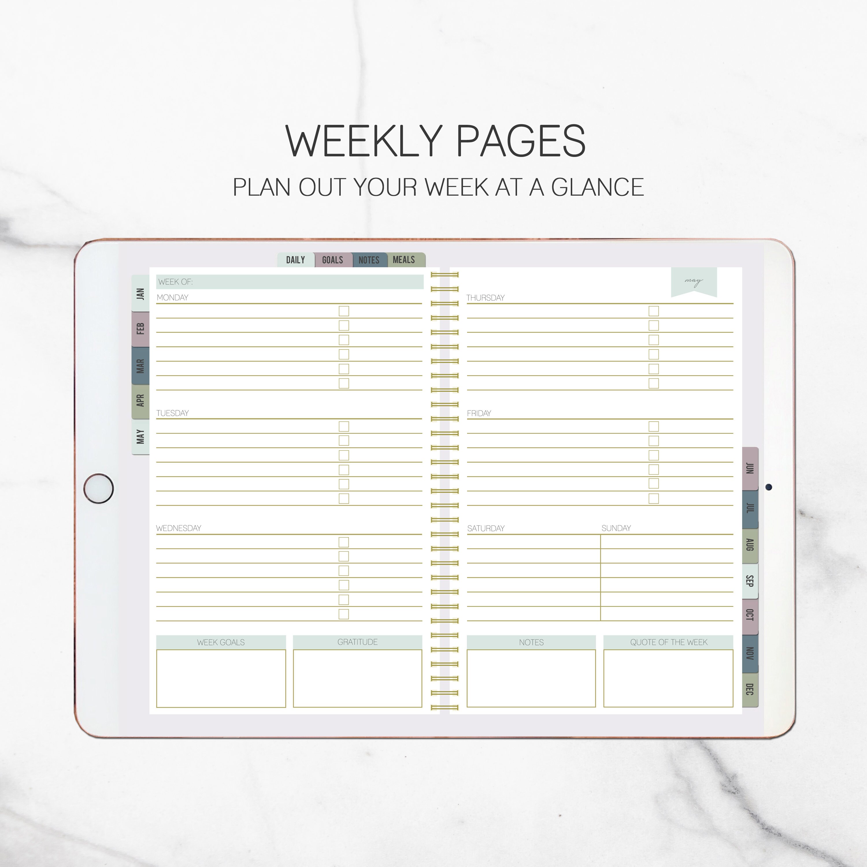 Undated Digital Planner blue Yearly Weekly Monthly for | Etsy